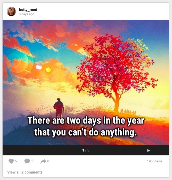 The female user sharing her quote using captioned images series on the ...