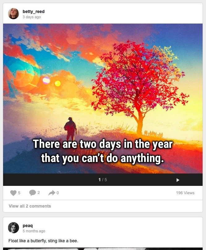 The content feed on Photory shows the quote with picture series being ...