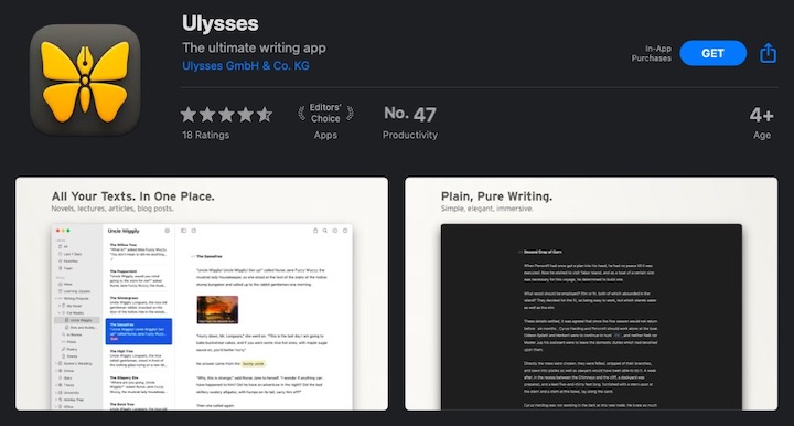 Ulysses app helps writers to better organize their works. It also has ...